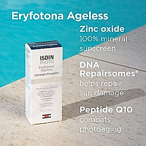 ISDIN Eryfotona Ageless Sunscreen Zinc Oxide and 100% Mineral Tinted Sunscreen SPF 50+, 3.4 Fl Oz