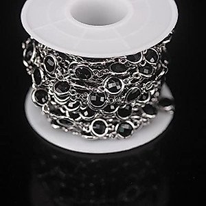 3Meter Silver Plated Black K9 Optical Glass Crystal 6mm Faceted Flat Round Coin Beads Rosary Chains Necklace Findings