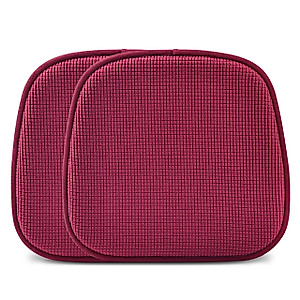 Shinnwa Dining Chair Cushions 2 Pack, Non Slip Indoor Chair Pads, U-Shaped Kitchen Seat Cushions, Set of 2, 15 x 16 Inches, Burgundy