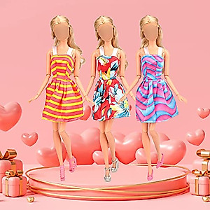 BARWA 42 pcs Doll Clothes and Accessories 10 pcs Party Dresses 32 pcs Shoes, Crown, Necklace Accessories for 11.5 inch Doll