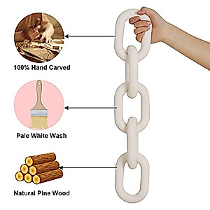 HMASYO Wood Chain Link Decor – 22" Hand Carved 5-Link Wood Knot Decorative Chain Wood Decor, Rustic Wood Link Decorative Object Large Wooden Chain for Home Living Room Coffee Table Farmhouse