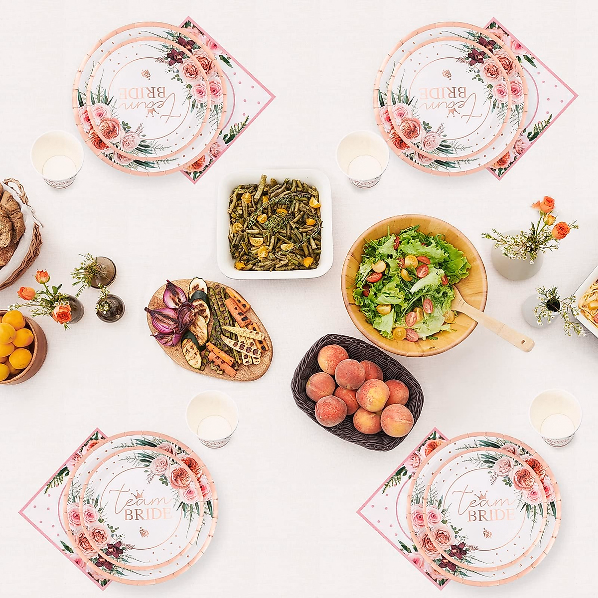 Qiaozeng 100Pcs Team Bridal Shower Party Supplies Bachelorette Paper Plates Napkins Cups Disposable Tableware Set, Bride Favors Decor for Engagement Wedding Bachelorette Party Serve 25 Guests