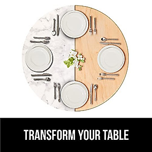 Gorilla Grip Vinyl Round Tablecloth, Fitted Elastic Edge Cover, Fade and Stain Resistant Table Cloths, Spill Proof Linen Covers for Indoor Dining, Outdoor Picnic Parties, Camping, 44" Marble White