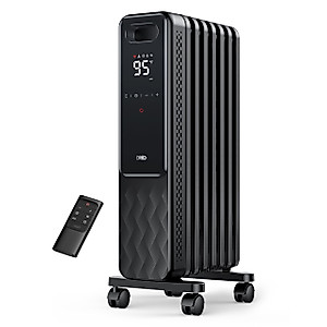Dreo Oil Filled Radiator, Electric Radiant Heaters for indoor use Large Room with Remote Control, Child Lock, 4 Modes, Overheat & Tip-Over Protection, 24h Timer, Digital Thermostat, Quiet, 1500W