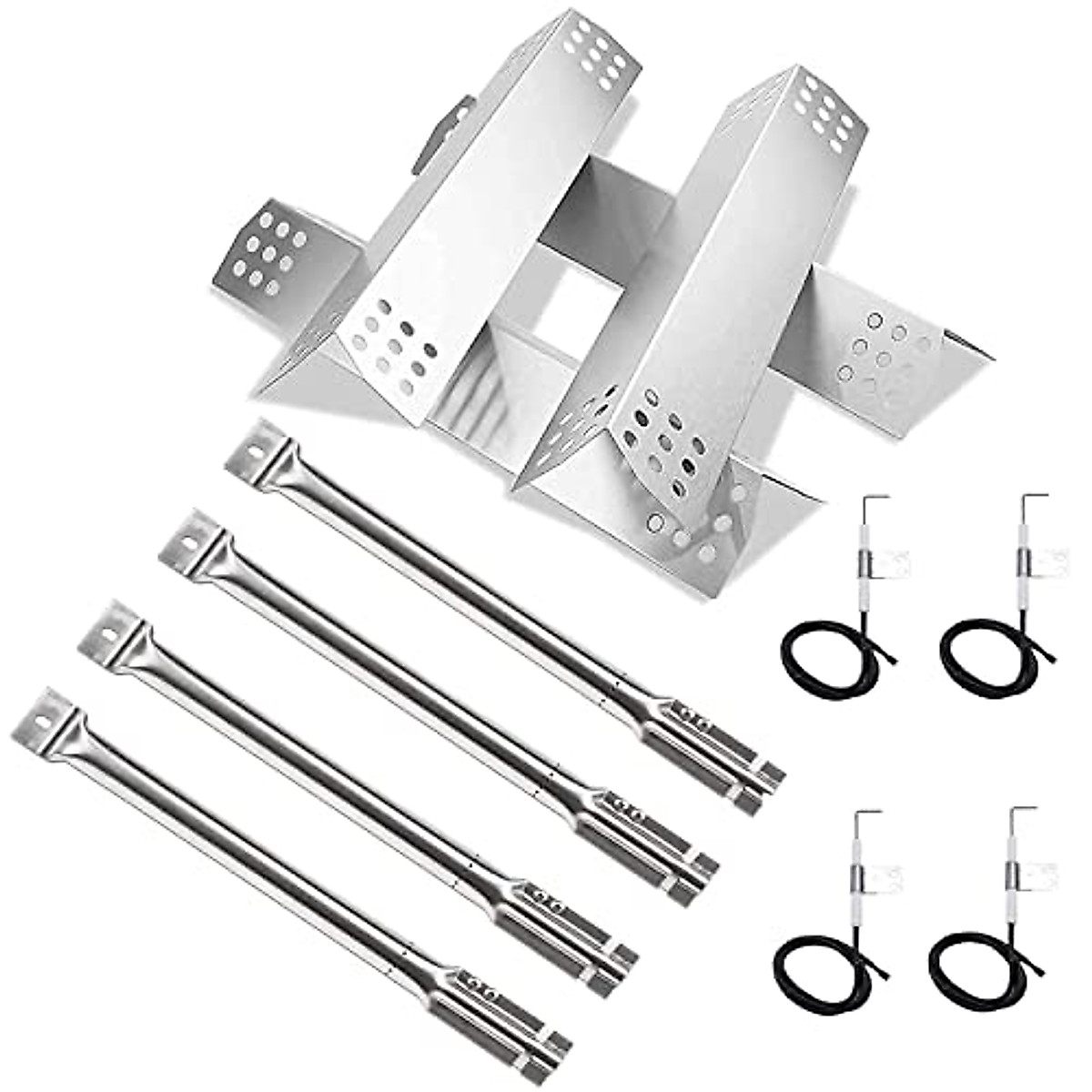 Hisencn Repair Kit for Master Forge 1010037, 1010048 Gas Grill Models, Stainless Steel Burners, Stainless Heat Plates Replacement Parts