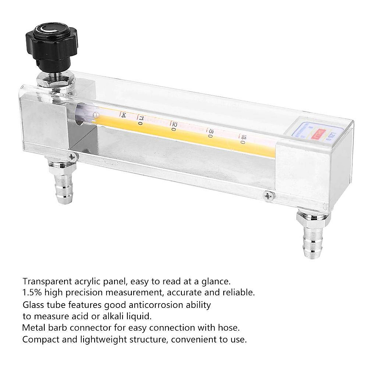 LZB-3 Glass Tube Meter Liquid Water Flowmeter Water Meter for & Liquid Metal Barbed Connector Tool Flowmeter Instrument (10-100mL/min),Other Valve Accessories