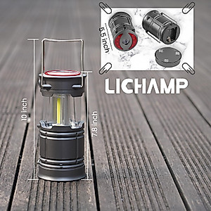 Lichamp 4 Pack LED Camping Lanterns, Battery Powered Lantern Flashlight COB Camp Light for Power Outages, Camping Supplies and Home Hurricane Supplies, F4GY