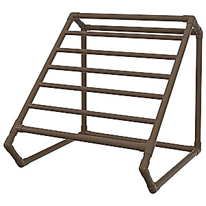 VEVOR Pool Towel Rack, 8 Bar, Brown, Freestanding Outdoor PVC Triangular Poolside Storage Organizer, Include 8 Towel Clips, Mesh Bag, Hook, Also Stores Floats and Paddles, for Beach, Swimming Pool