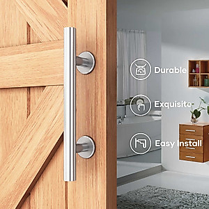 EaseLife 12" Stainless Steel Sliding Barn Door Handles and Pulls Flush Hardware Set, Double Sided, Brushed Finish, Easy Install, 2 Pack