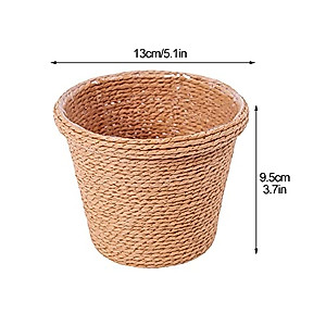WYSRJ 2Pcs Rattan Waste Basket Bin, Handwoven Rattan Storage Baskets with Liner, Woven Basket Trash Can Bathroom Garbage Container Bin for Bedroom Laundry Room or Kitchen