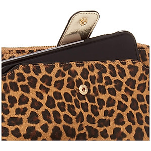 Amazon Essentials Women Wristlet Wallet with Cell Phone Holder Zip Around Wallet PU (Brown Leopard)