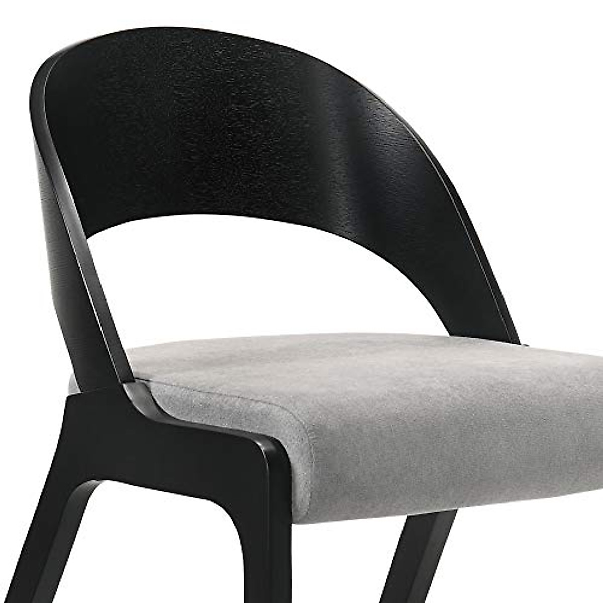 Armen Living Polly Mid-Century Modern Dining Accent Chairs Finish Fabric-Set of 2, 20" Wide, Black/Grey