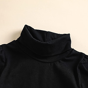 Toddler Baby Girl Clothes Set Long Sleeve High Neck Knitted Shirt Sweater Top and Plaid Skirt Set 2Pcs Fall Winter Outfits (Black, 3-4T)