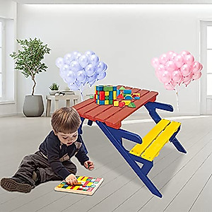 HomVent Kids Picnic Table and Bench for Outdoors, Toddler Picnic Table Set, 2-in- 1 Transforming Interchangeable Outdoor Wooden Picnic Table/Garden Bench for Backyard, Porch, Patio, Deck