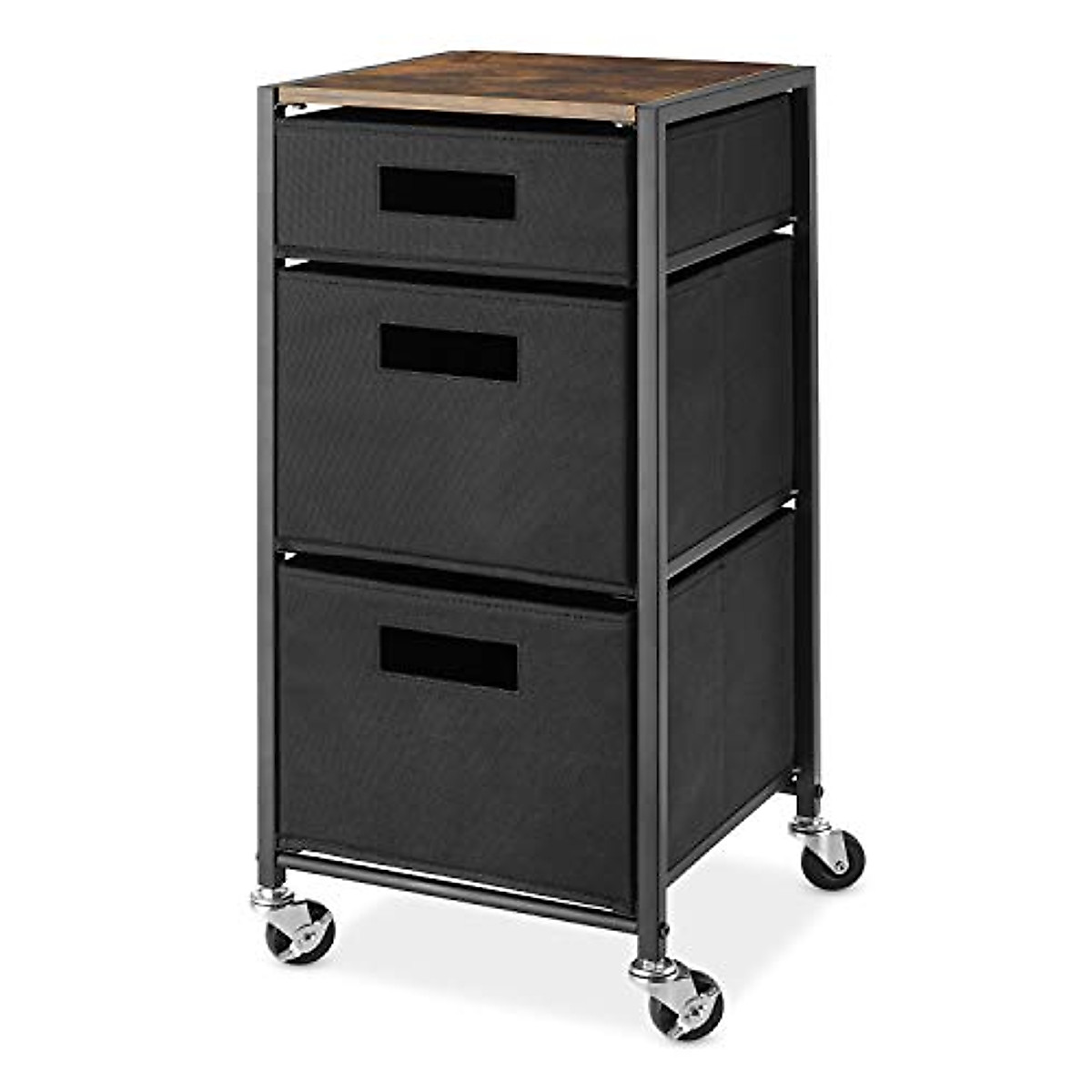 Whitmor Rolling 3-Drawer Storage Utility Cart, Brown