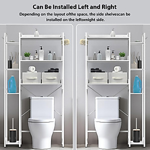 LWADALN Over The Toilet Storage Shelf, 7-Tier Bathroom Organizer Shelf, Freestanding Space Saver Storage Shelf with Two Fabric Drawers & Adjustable Feet, Toilet Rack for Bathroom, Restroom, Laundry