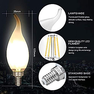 carryBC Candelabra LED Bulbs 2700K 40w Equivalent Improve Flame tip Frosted Glass E12 Base Warm White Decoration E12 LED Bulb Dimmable 12 Pack