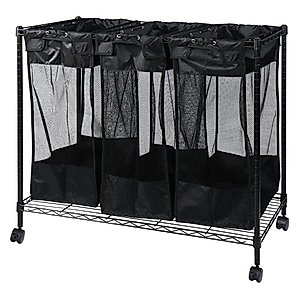 Oceanstar Triple Storage Organizer and Laundry Sorter, 1, Black