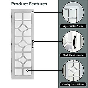 FirsTime & Co. White Eloise Jewelry Armoire, Necklace Organizer for Bedroom Storage, Full Length Mirror Wall Vanity, Wood, Farmhouse, 43 x 14 inches