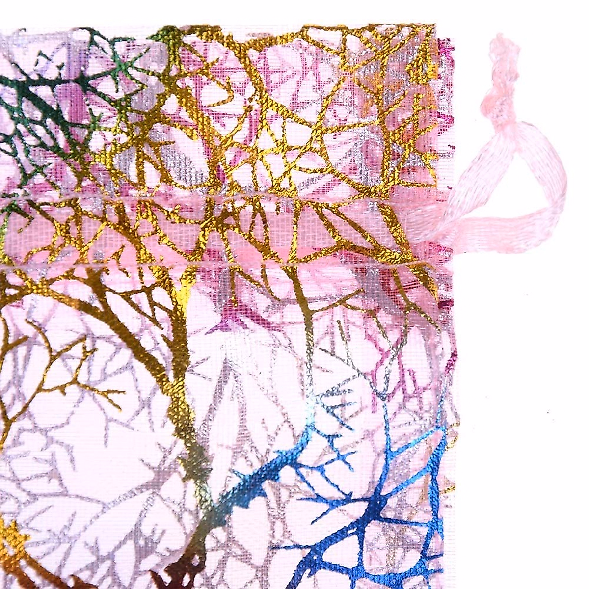 Stratalife 100PCS Organza Jewelry Gift Bag 4x6 Inches Purple Blue Pink with Drawstring Favor Pouches Bags for Wedding Party Baby Shower Seashell Sample Candy Small Bags(Mixed Coralline)