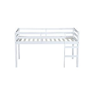 Bellemave Twin Size loft Bed for Kids, Kids loft Bed with Ladder, Wooden loft Bed for Kids, Low loft Bed, White