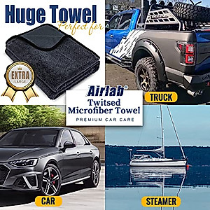 Airlab Microfiber Towels for Cars Drying Extra Large Super Absorbent Cleaning Cloth Auto Detailing Ultra Soft, Lint-Free, Streak-Free 600GSM, 24'' x 35'', 1 Pack