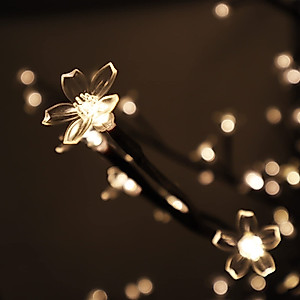 200 LED Cherry Blossom Tree Light 6 FT Lighted Up Tree Artificial Tree 8 Lighting Modes Waterproof for Indoor Home Spring Decoration (White)