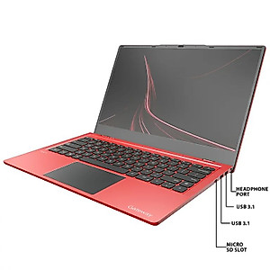 Gateway 15.6" HD Ultra Slim Notebook, Intel® Celeron® N4020, 4GB RAM, 128GB Storage, Tuned by THX Audio, 1MP Camera, HDMI, Windows 11, Microsoft 365 Personal 1-Year Included, Red + Accessories