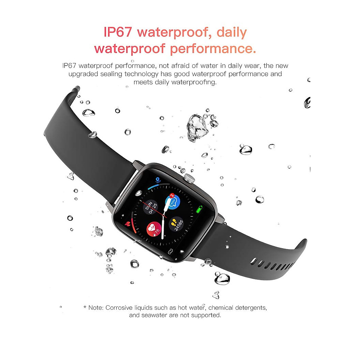 LCW Smart Watch Fitness Trackers with Heart Rate Monitor,Waterproof IP67 Activity Trackers Watch Pedometer Stopwatch,Body Temperature Measurement, for Men Women for iPhone Android Phone (Black)