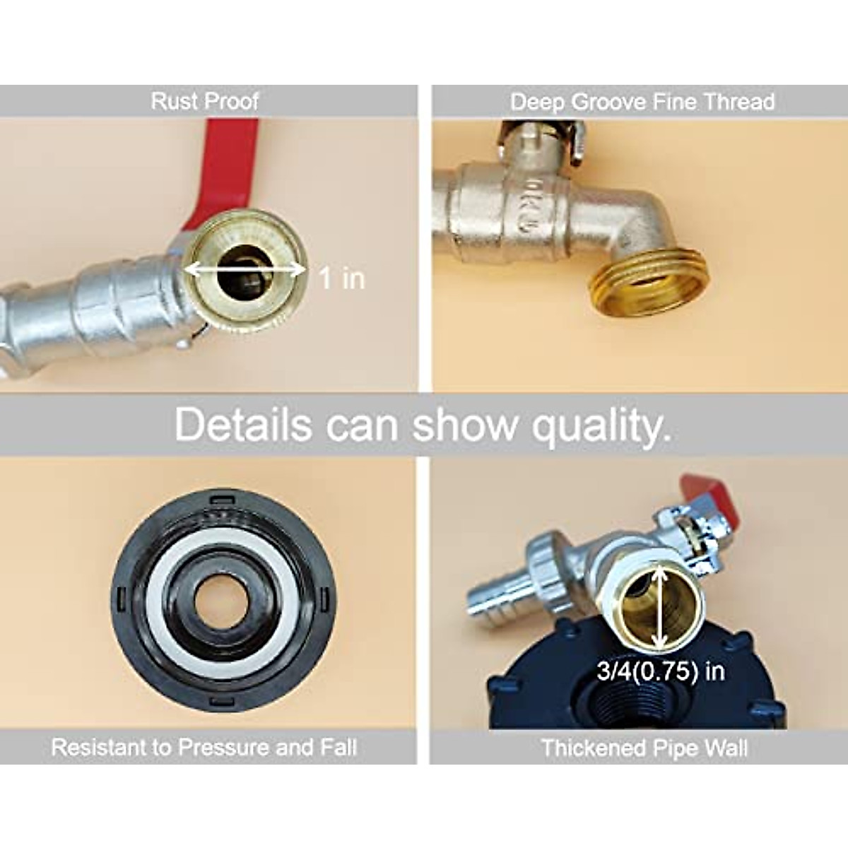 IBC Tote Tank Winterizing Brass Drain Adapter, Garden Hose Faucet Spigot 275-300 Gallon Water Tank Connector Replacement, Ton Barrel Fittings Switch Nozzles Tank Joints, Coarse Thread S60X6, 1/2"