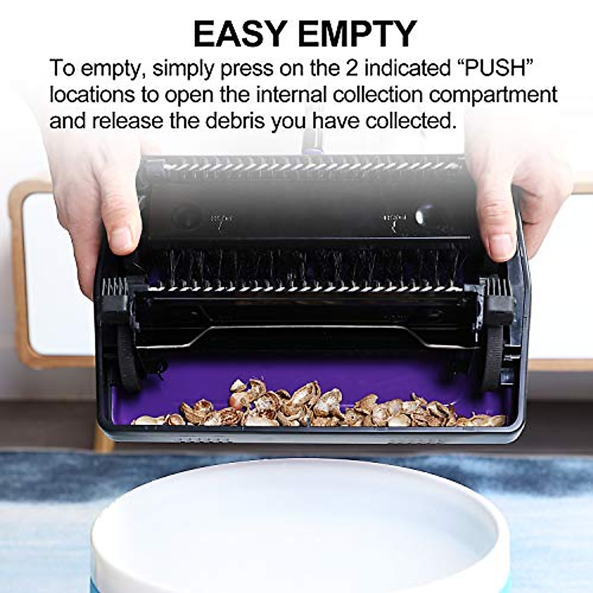 Yocada Carpet Sweeper Cleaner for Home Office Low Carpets Rugs Undercoat Carpets Pet Hair Dust Scraps Paper Small Rubbish Cleaning with a Brush Purple