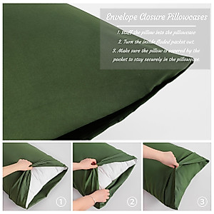 NTBAY King Pillow Cases Set of 2, 2 Pack Brushed Microfiber 20x36 Pillow Cases, Soft, Wrinkle, Fade, Stain Resistant Olive Green Pillow Cases with Envelope Closure, 20x36 Inches, Olive Green