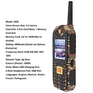 Yunseity Unlocked Button Phone, S555 One Key to Dial SOS Button Mobile Phone for Seniors, 4800Mah Ultra Long Standby Basic Cellphone with Big Buttons & Loud Volume, 3.5mm Headphone Jack (US Plug)