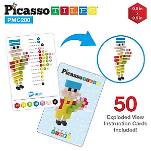 Picasso Cubes 0.5” Pixel Magnetic Puzzle Cube 200 Piece Mix & Match Sensory Toys STEAM Education Learning Building Block Magnets Children Construction Toy Set Stacking Magnet Creative Kit PMC200