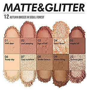 CLIO Pro Eye Shadow Palette, Matte, Shimmer, Glitter, Pearls, Highly Pigments, Long-Wearing (012 AUTUMN BREEZE IN SEOUL FOREST)