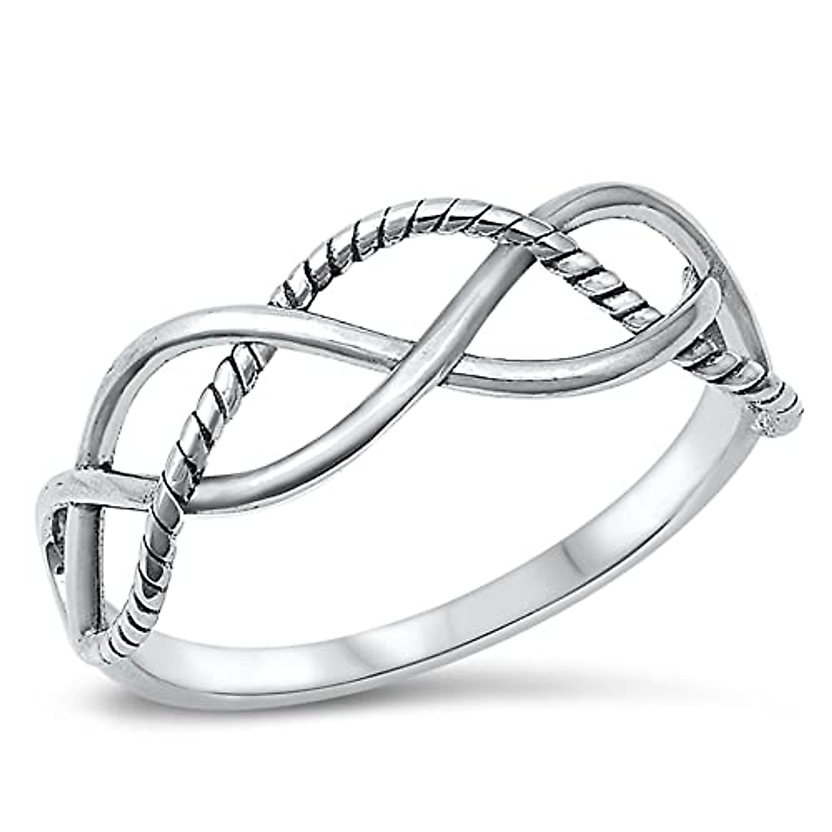 Rope Wave Knot Friendship Unique Ring New .925 Sterling Silver Band Size 10