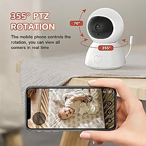EVERSECU WiFi Baby Monitor Pet Camera Support Temperature Detecting, Sound Detecting and 6 lullabies, 2 Way Audio, Night Vision, Tuya Smartphone app for remoteview