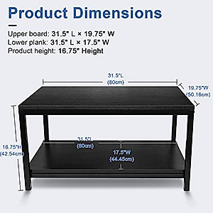YSSOA Storage Shelf for Living Room and Office, Easy Assembly, Black (Home Coffee Table), 31x20x16 inch
