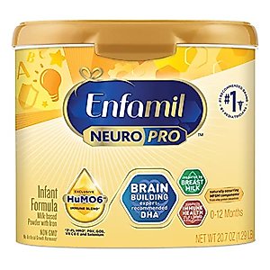 Enfamil NeuroPro Baby Formula, Triple Prebiotic Immune Blend with 2'FL HMO & Expert Recommended Omega-3 DHA, Inspired by Breast Milk, Non-GMO, Reusable Tub, 20.7 Oz (Packaging May Vary)