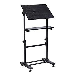 Mount-It! Mobile Stand Up Desk, Portable Podium and Presentation Lectern Height-Adjustable Multi-Purpose Standing Workstation,Black.