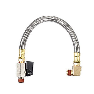 Kbrotech Extended Tank Drain Valve Assembly Kit Flexible Braided Steel Tube 10 inch 1/4 Inch NPT Pipe Fitting for Air Compressor