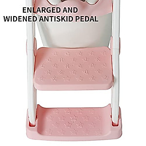 Toddlers Potty Training Toilet Girls, Kids Potty Chair Step Stool, Potty Seat Toilet Step Stool Ladder Fedicelly (Pink)