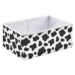 DOMIKING Black White Cow Storage Baskets for Shelves Foldable Collapsible Storage Box Bins with Fabric Bins Cube Toys Organizers for Pantry Clothes Storage Toys, Books, Home, Office,11 x 11inch