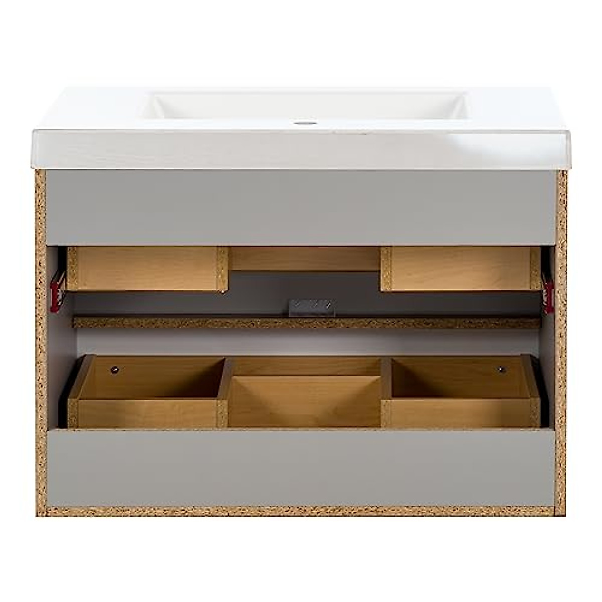 Spring Mill Cabinets Innes Floating Bathroom Vanity with 2 Drawers and White Sink Top, 30.5" W x 18.87" D x 22.25" H,Grey