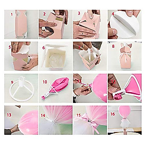 Pink Tutu Tulle Balloons Centerpieces with Candy Box for Baby Shower Girls Decorations Birthday Party Weddings Princess Party Cake Dessert Table Balloons Tulle Cover,6 Pack