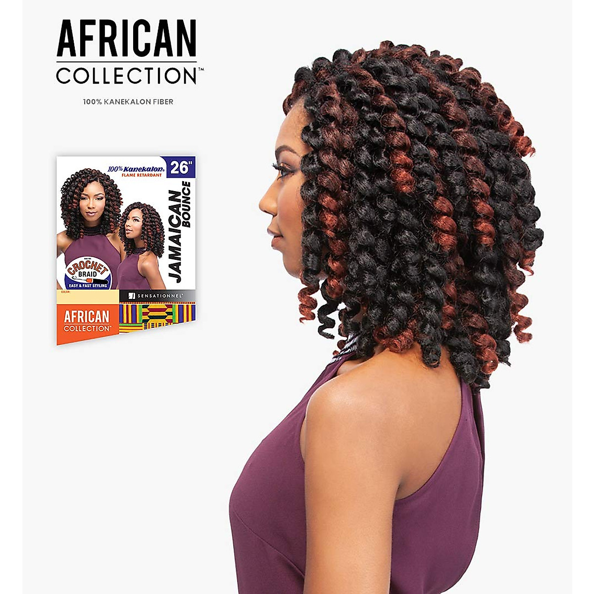 6 Packs Deal!!! JAMAICAN BOUNCE 26" - Sensationnel African Collection Crochet Braid (6-PACK, 1B Off Black)