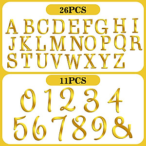 Teaaha 37PCS Acrylic Letters Cake Topper, Gold Acrylic Cake Alphabet Numbers Topper with A-Z and 0-9 DIY Cupcake Decoration Pick Personalized Letters Anniversary Wedding Baby Shower Party Supplies