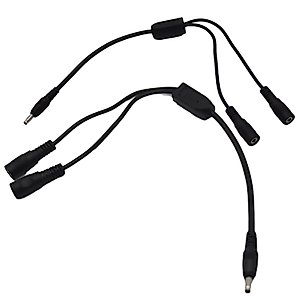 UpperFu 2PCS DC Y Splitter Cable 1 Male to 2 Female,3.5mm x 1.35mm DC Power Extension Adapter Cable,for CCTV Surveillance Cameras, LED Light Strip