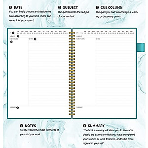 Regolden-Book Cornell Note Notebook, Study Note Taking System, Classic and Simple Design, Ldeal for Easy Learning and Record Keeping (Teal)