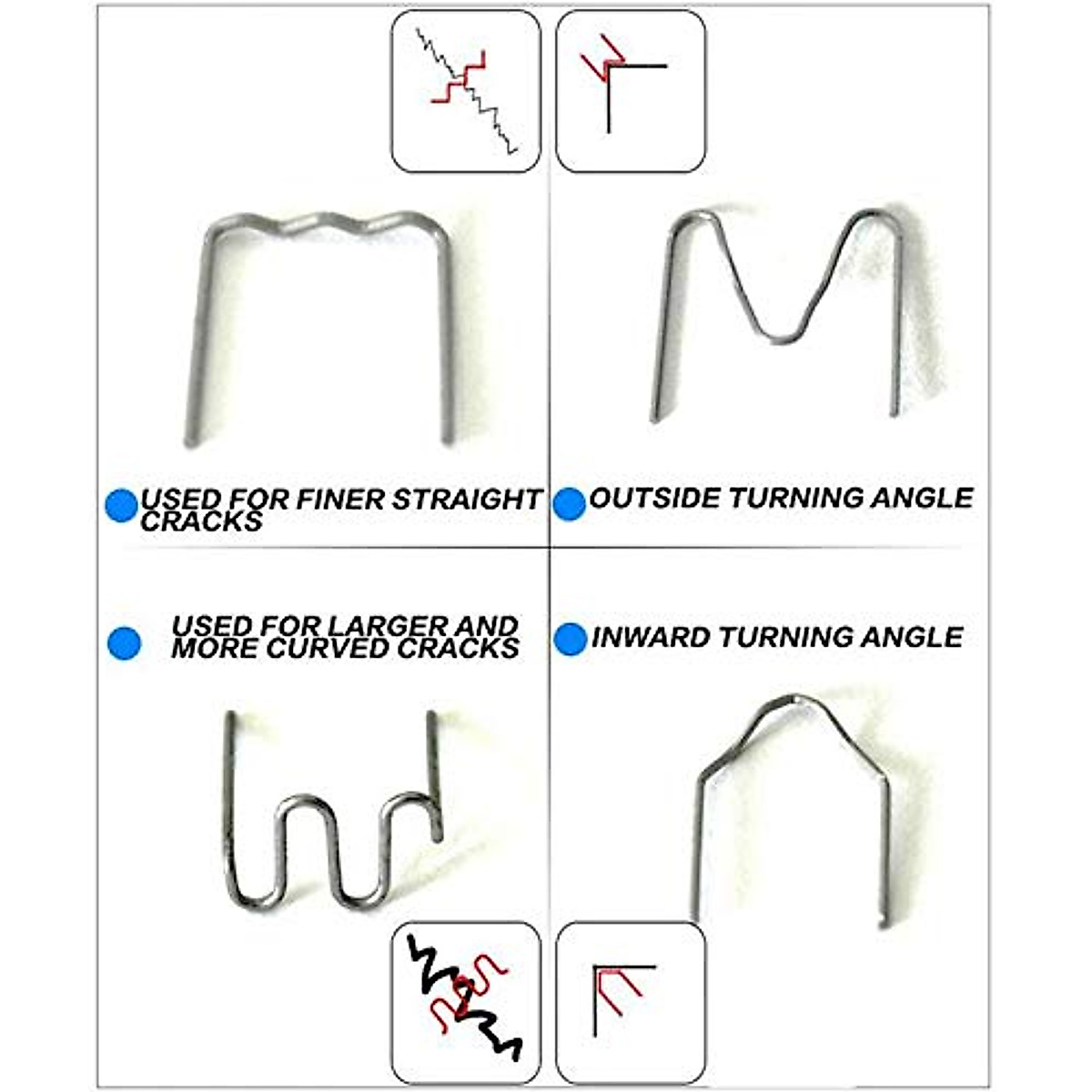 Hot Staples,for Car Bumper Repair Bodywork Plastic Welding Repairing, Pre-Cut Treatment, 6 Types Available 900PCS